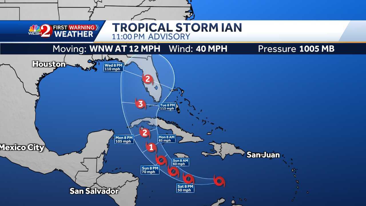 Tropical depression strengthens to Tropical Storm Ian