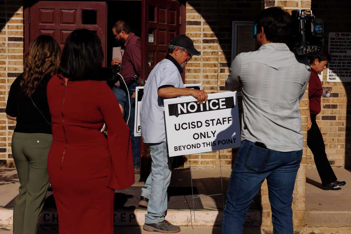 Uvalde parents take months of protest to school district’s doorway.