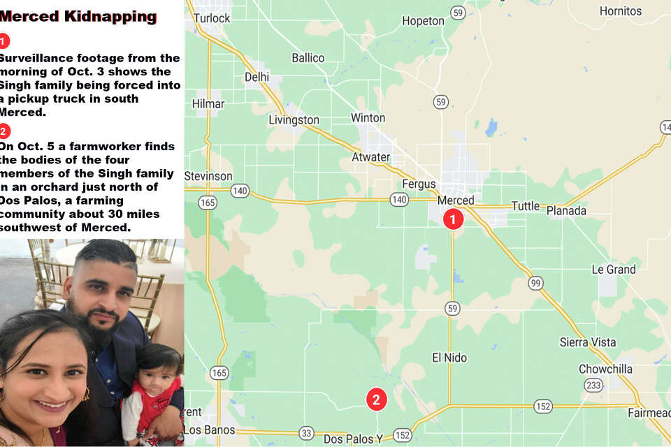 Map: Where California family was kidnapped, found dead