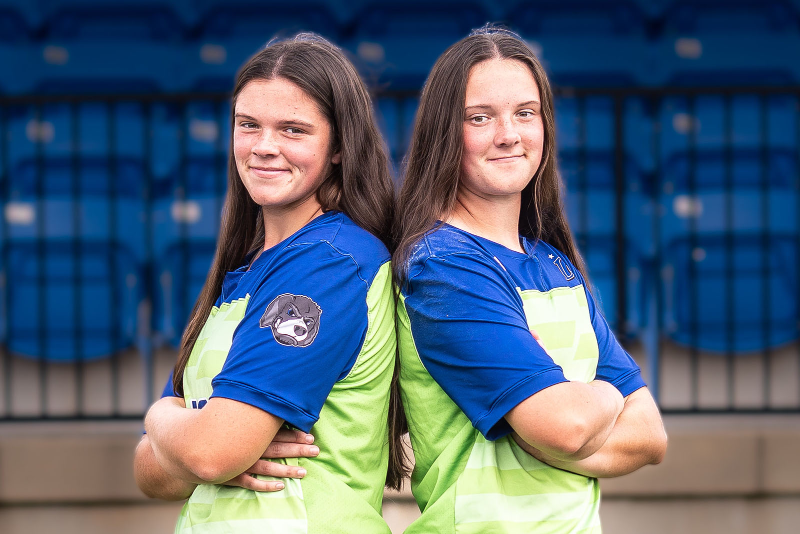 Identical twins Kendall and Reagan Chigas locking down goal for LCCC