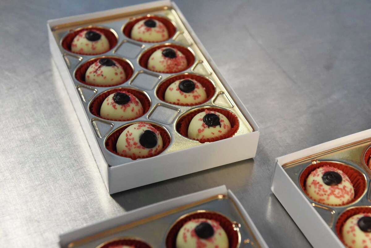 Halloween treats with candy corn, chocolate, marshmallow to make at home