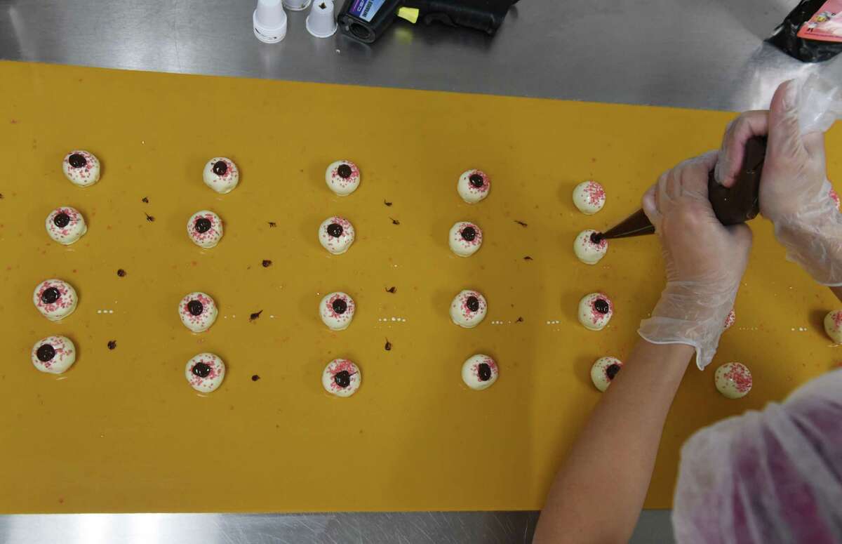 Halloween treats with candy corn, chocolate, marshmallow to make at home