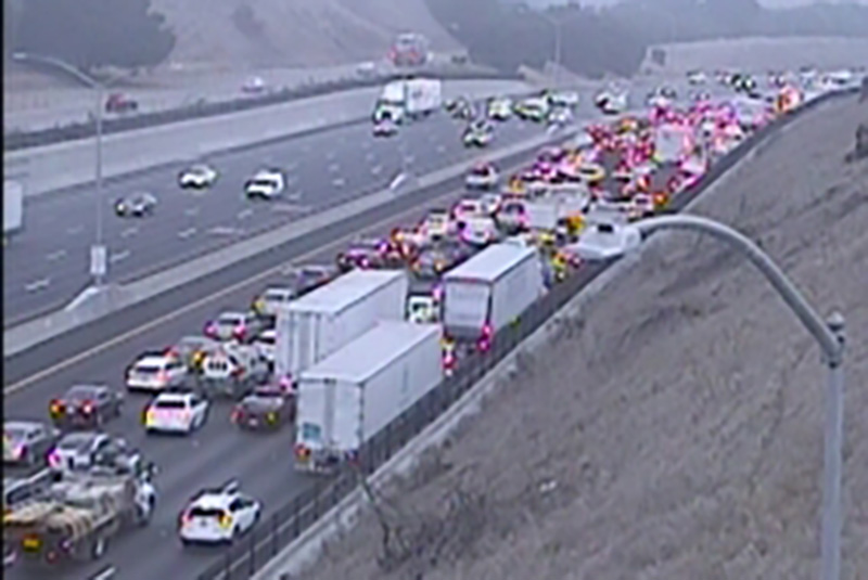 All northbound lanes of I-680 closed in Sunol