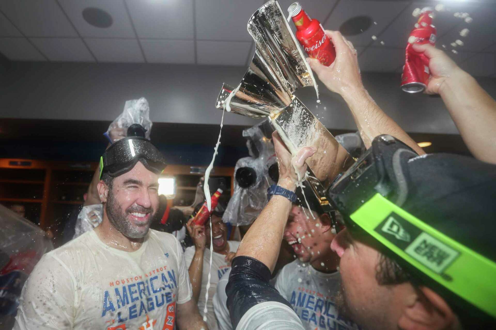 Photos of Astros' ALCS clubhous champagne celebration in New York