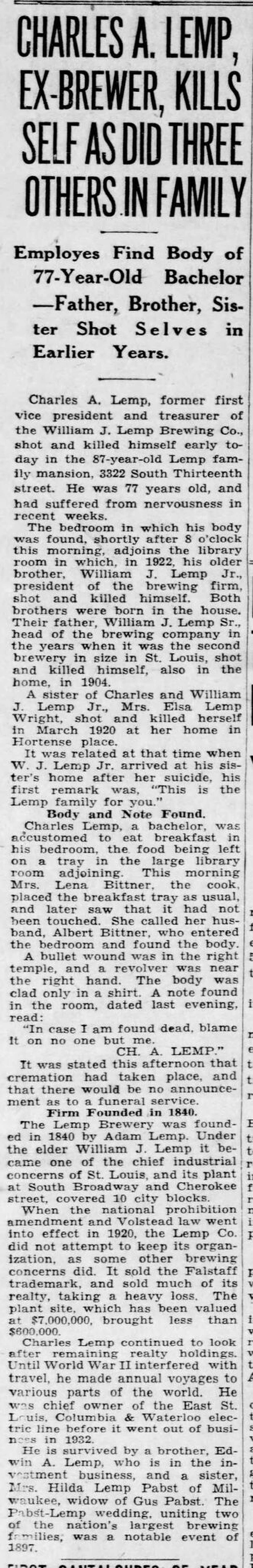 Is there a profit being made from the Lemp Family suicides?