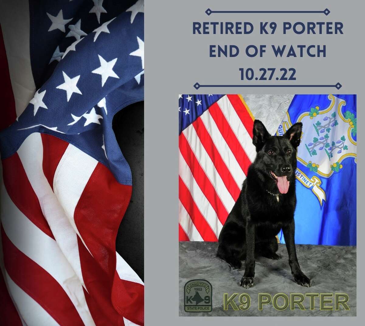 State police announce death of retired K-9 Porter