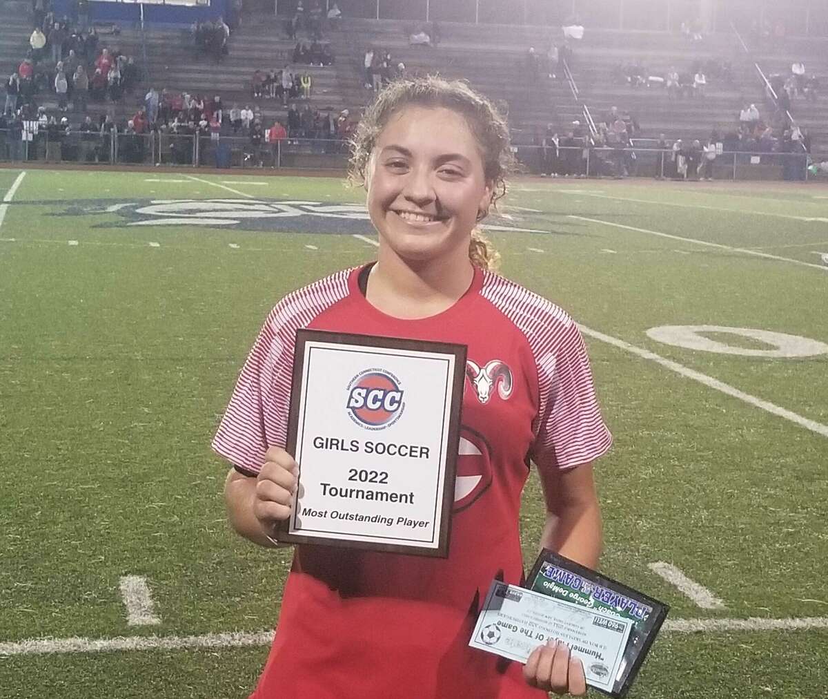 Gabby Tirado's late goal gives Cheshire SCC girls soccer title.