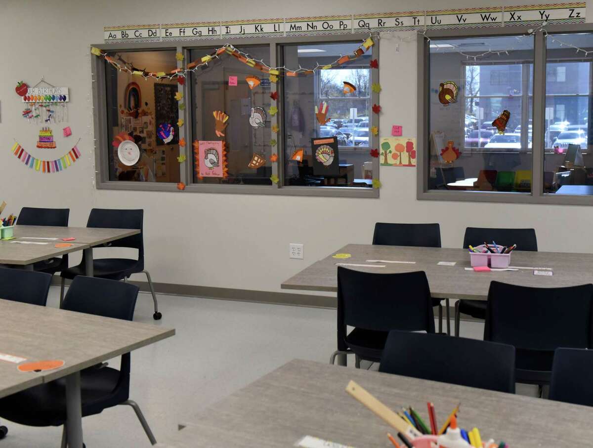 Through a window, student teachers can watch this preschool