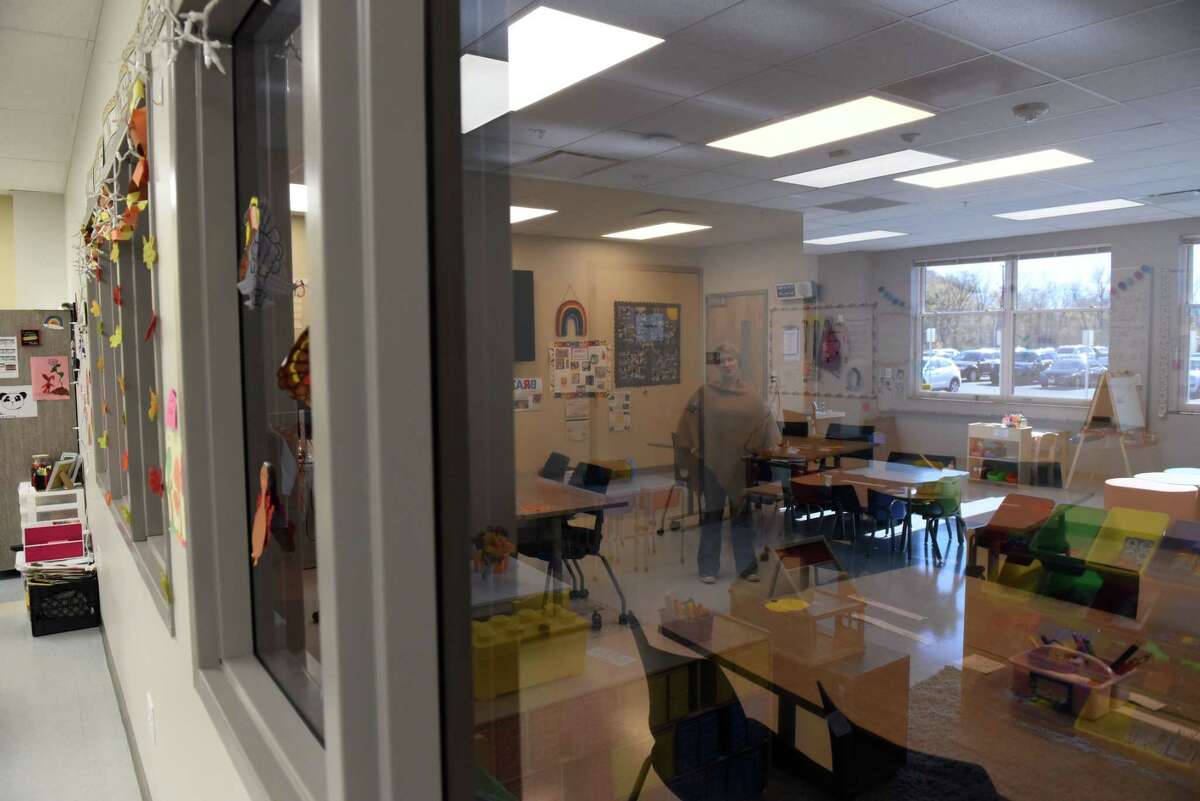 Through a window, student teachers can watch this preschool