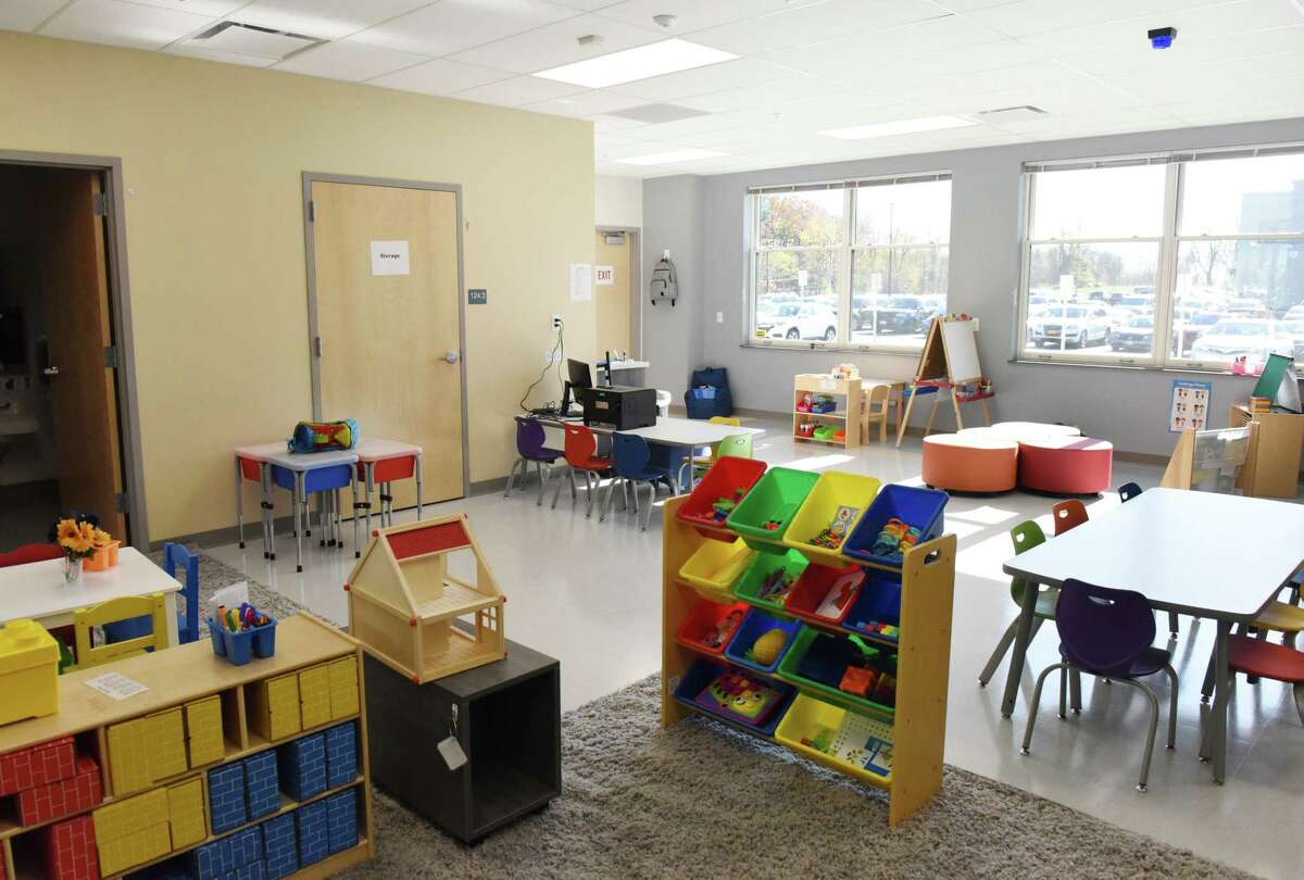 Through a window, student teachers can watch this preschool