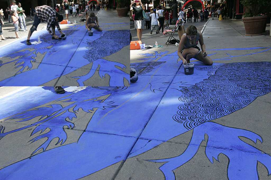 Downtown street transformed into chalk art gallery