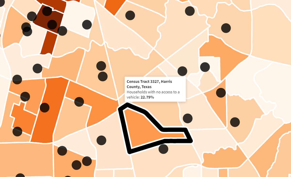 Parts of Houston with low vehicle access have no polling locations