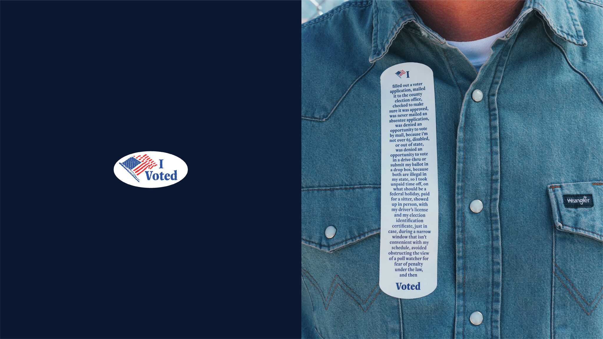 Austin agency's huge 'I Voted' sticker lists voter struggles