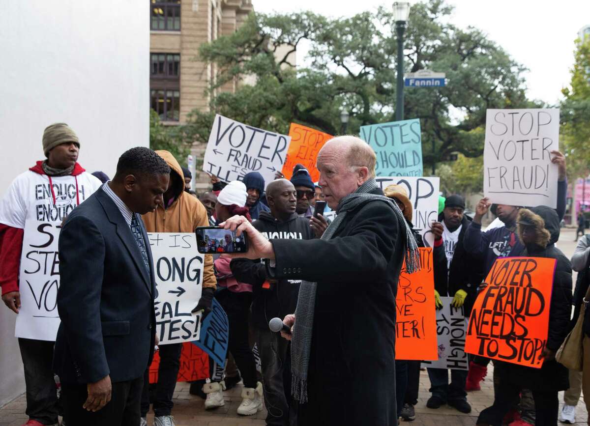 Dozens of protesters allege election fraud in Harris County