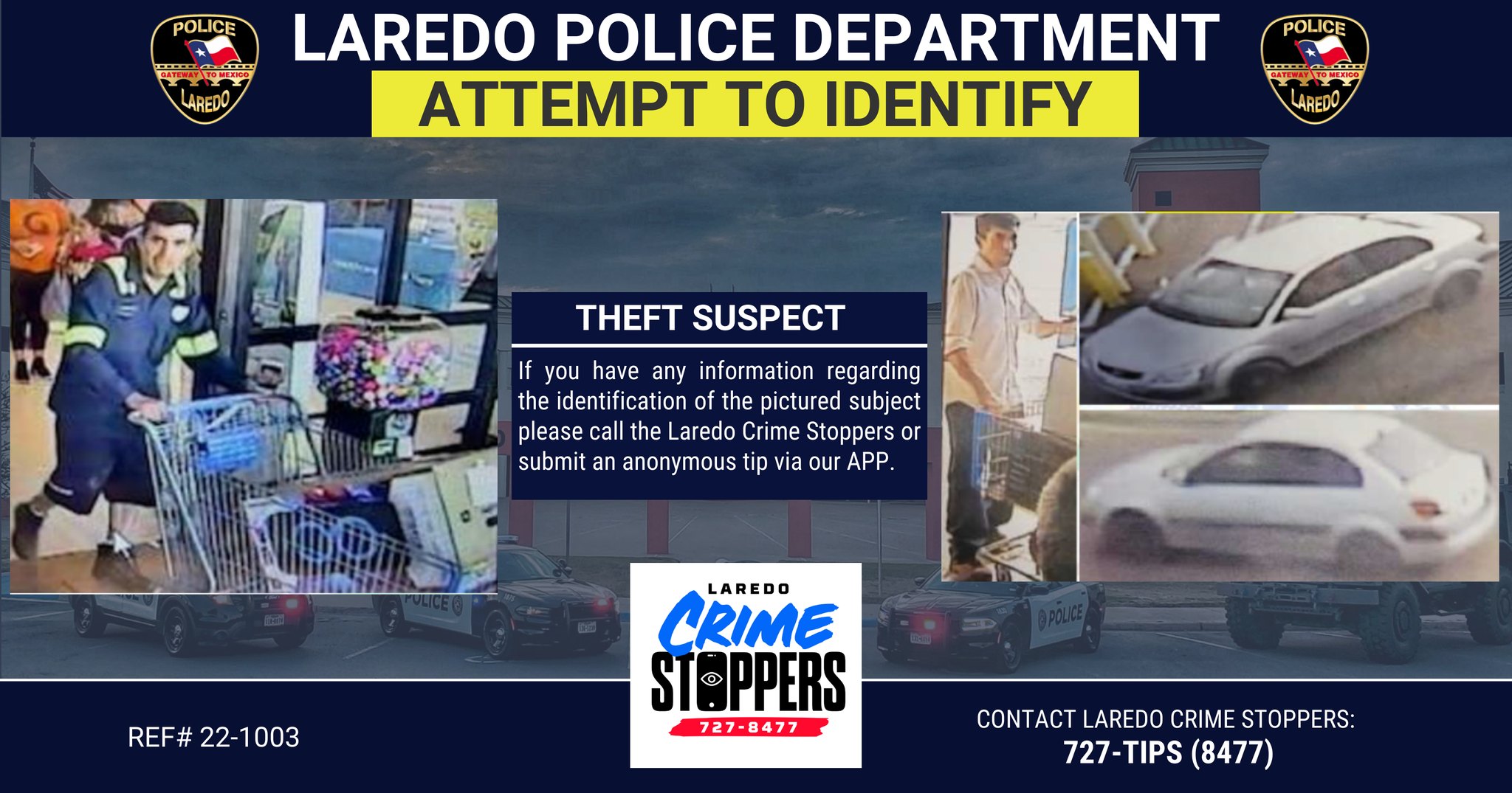 Laredo police: Man sought for thefts at Walmart