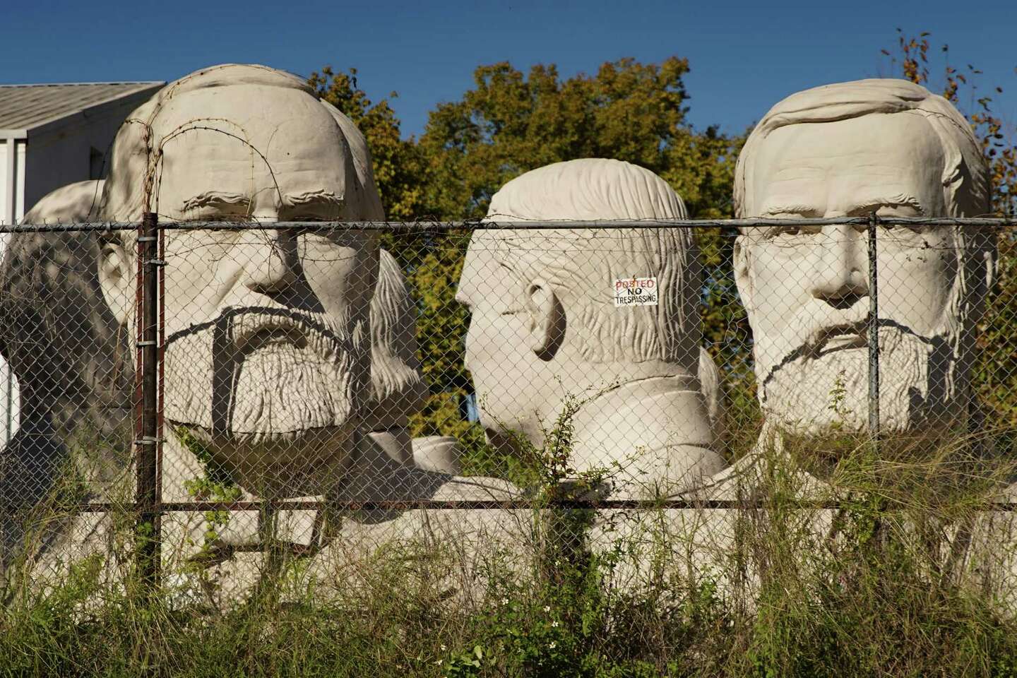 Why are there giant president heads around Houston?