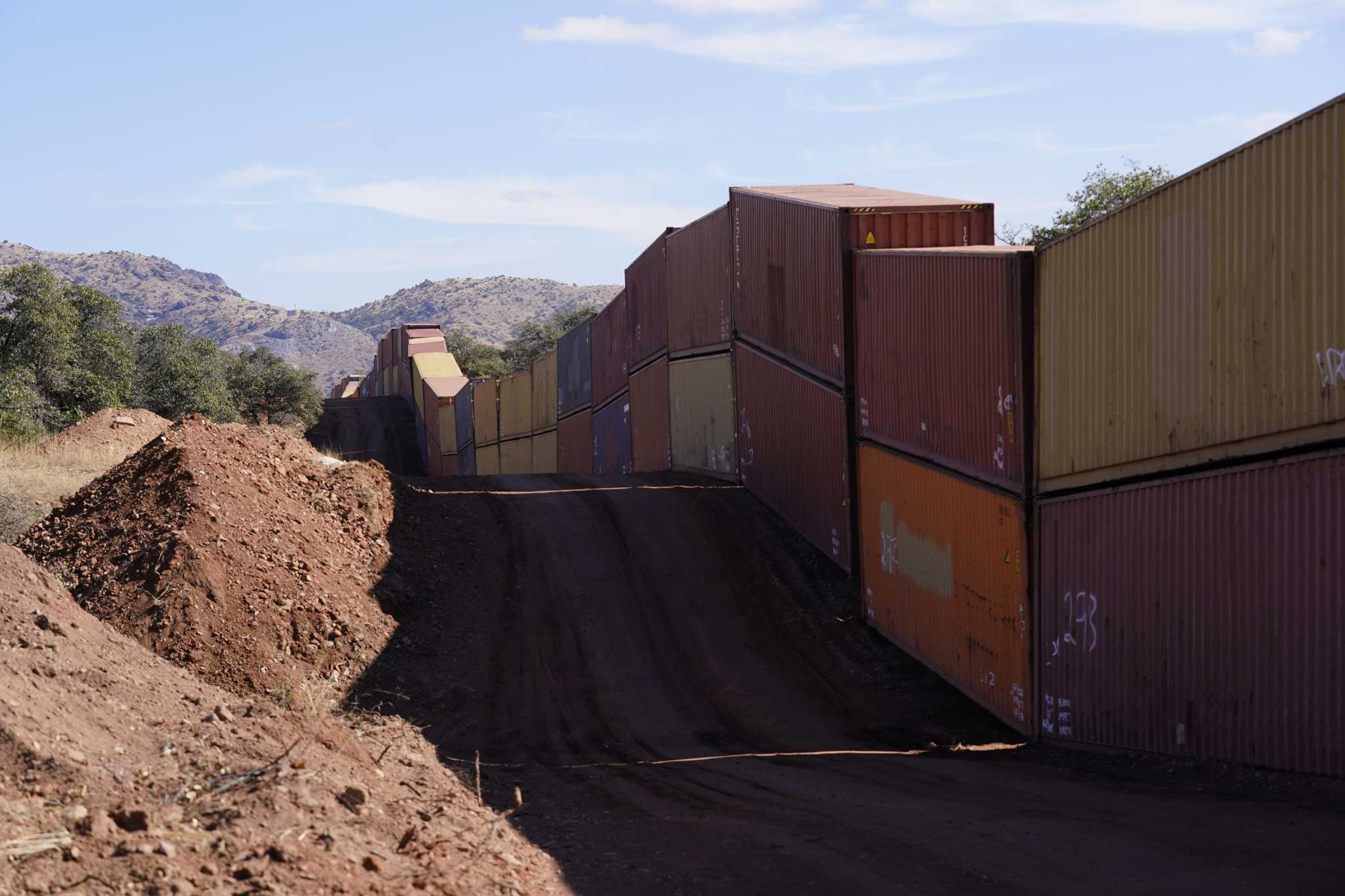 Arizona Governor stacks containers on border at term's end