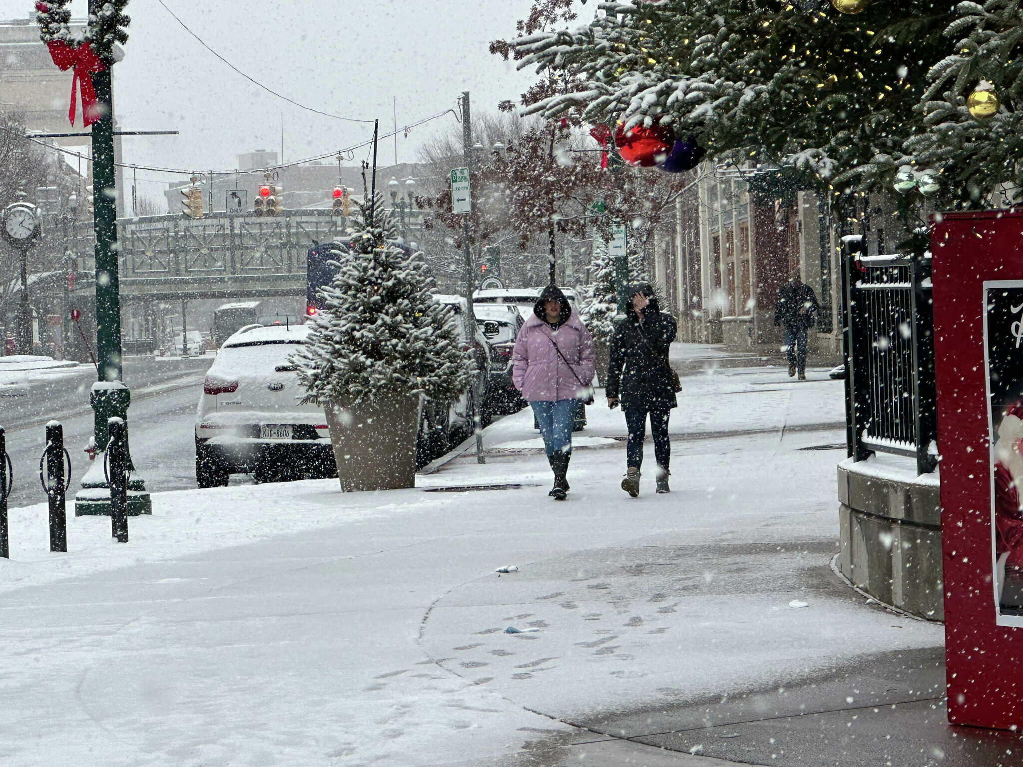 How much did it snow around Albany and Hudson Valley?