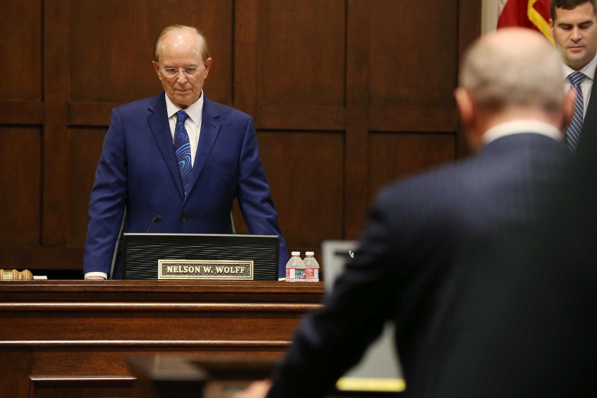 County Judge Nelson Wolff bangs the gavel for the last time