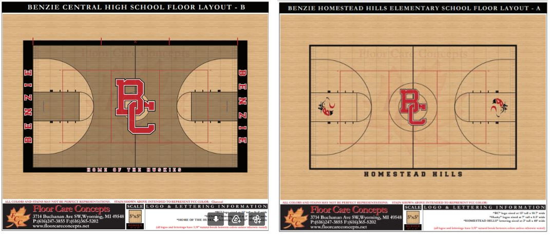 See the new gym floor designs chosen for Benzie Central schools