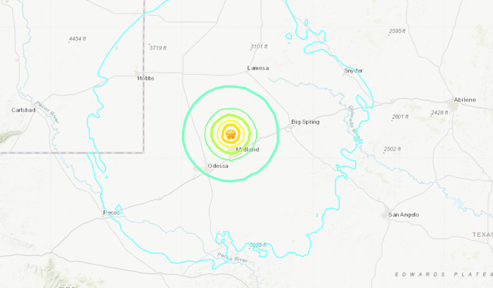 USGS reports 5.4-magnitude earthquake NNW of Midland