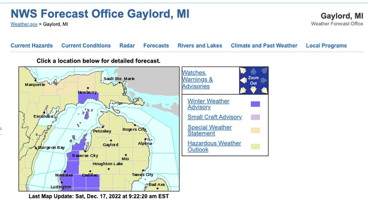 Manistee County under winter weather advisory