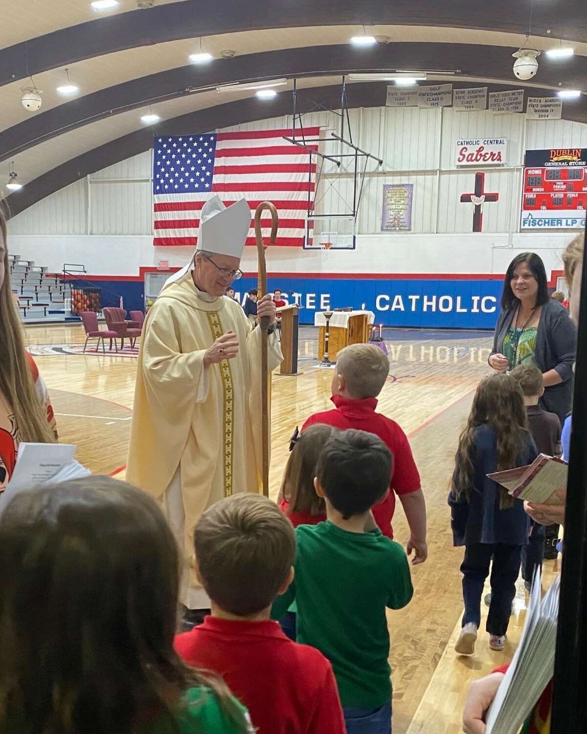 Manistee Catholic Central students interview Bishop Walsh