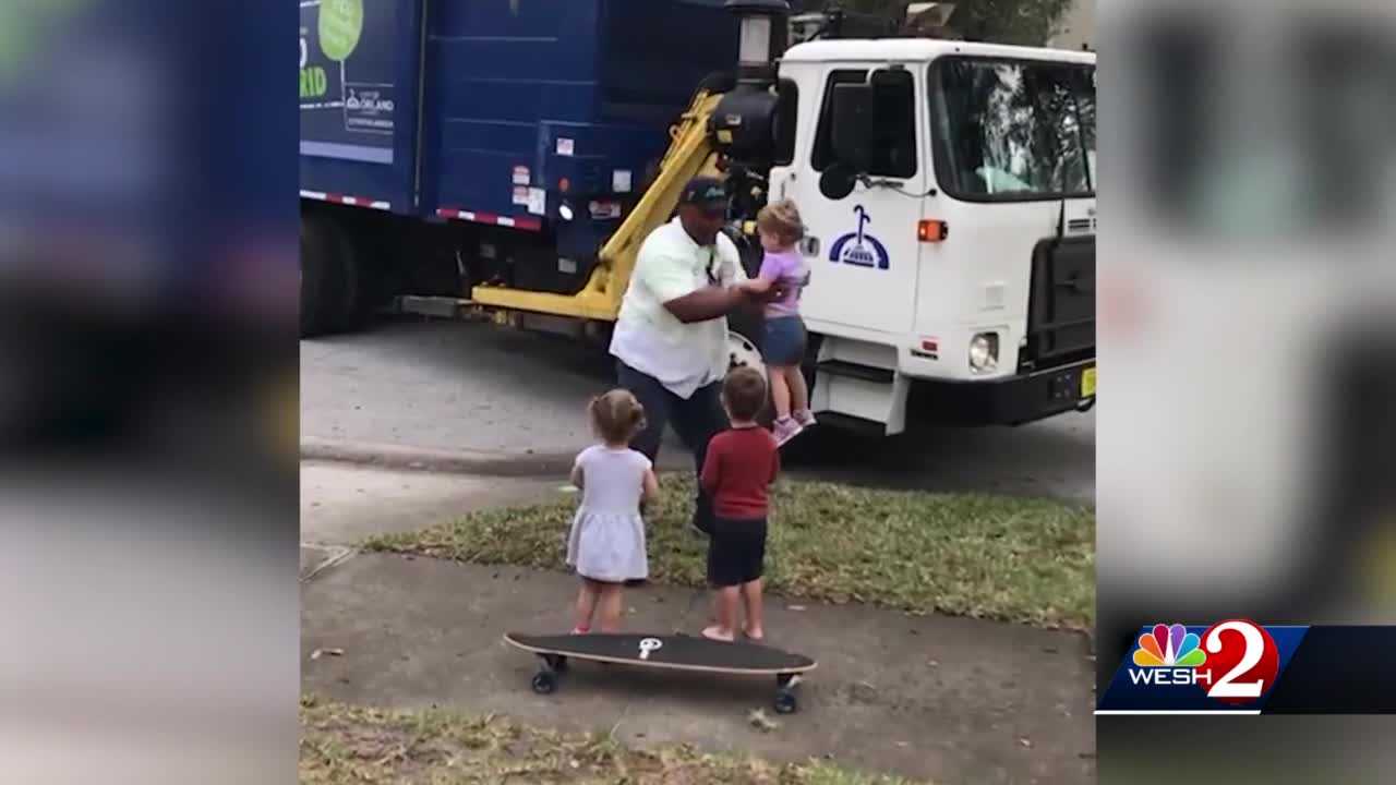 7-year-old triplets reunite with Florida garbage collector who was ...