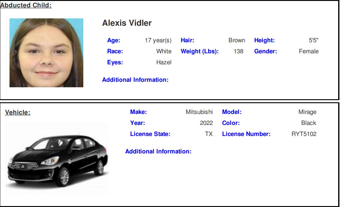 alexis vidler missing