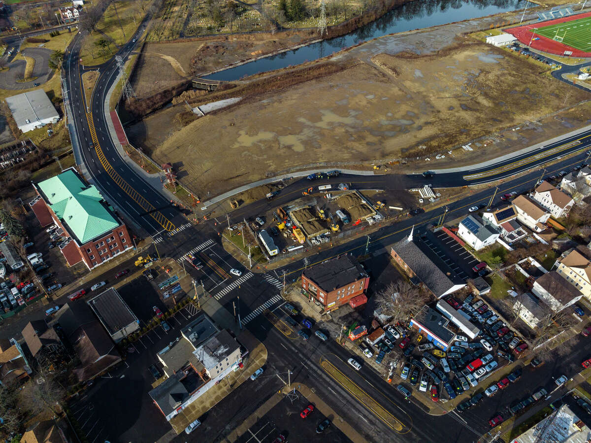 Road work extends Bridgeport's Seaview Ave at busy intersection