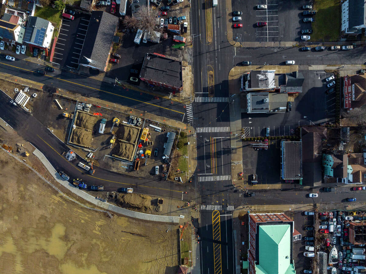 Road work extends Bridgeport's Seaview Ave at busy intersection