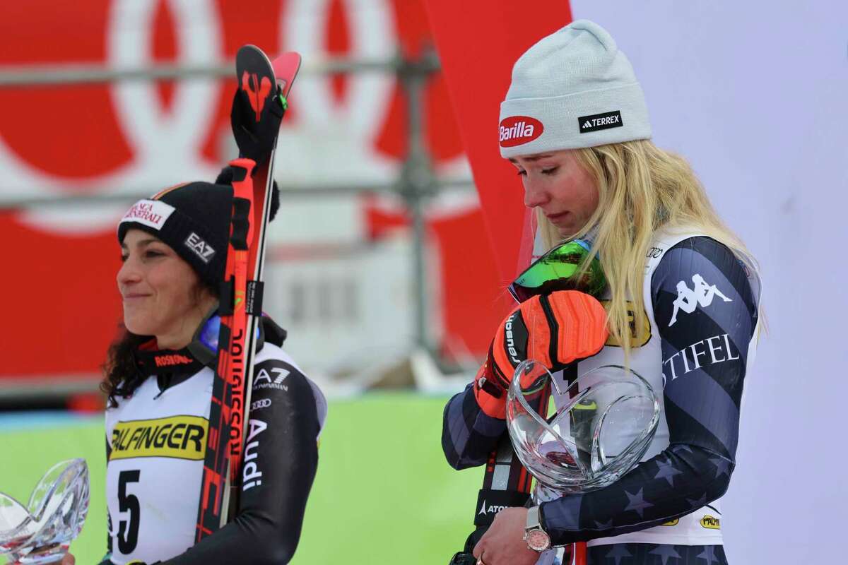 Mikaela Shiffrin emotional after matching Lindsey Vonn's record