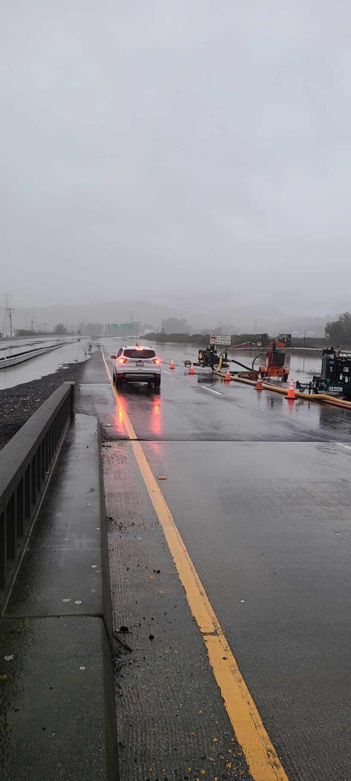 Flooding closes highway in Marin County