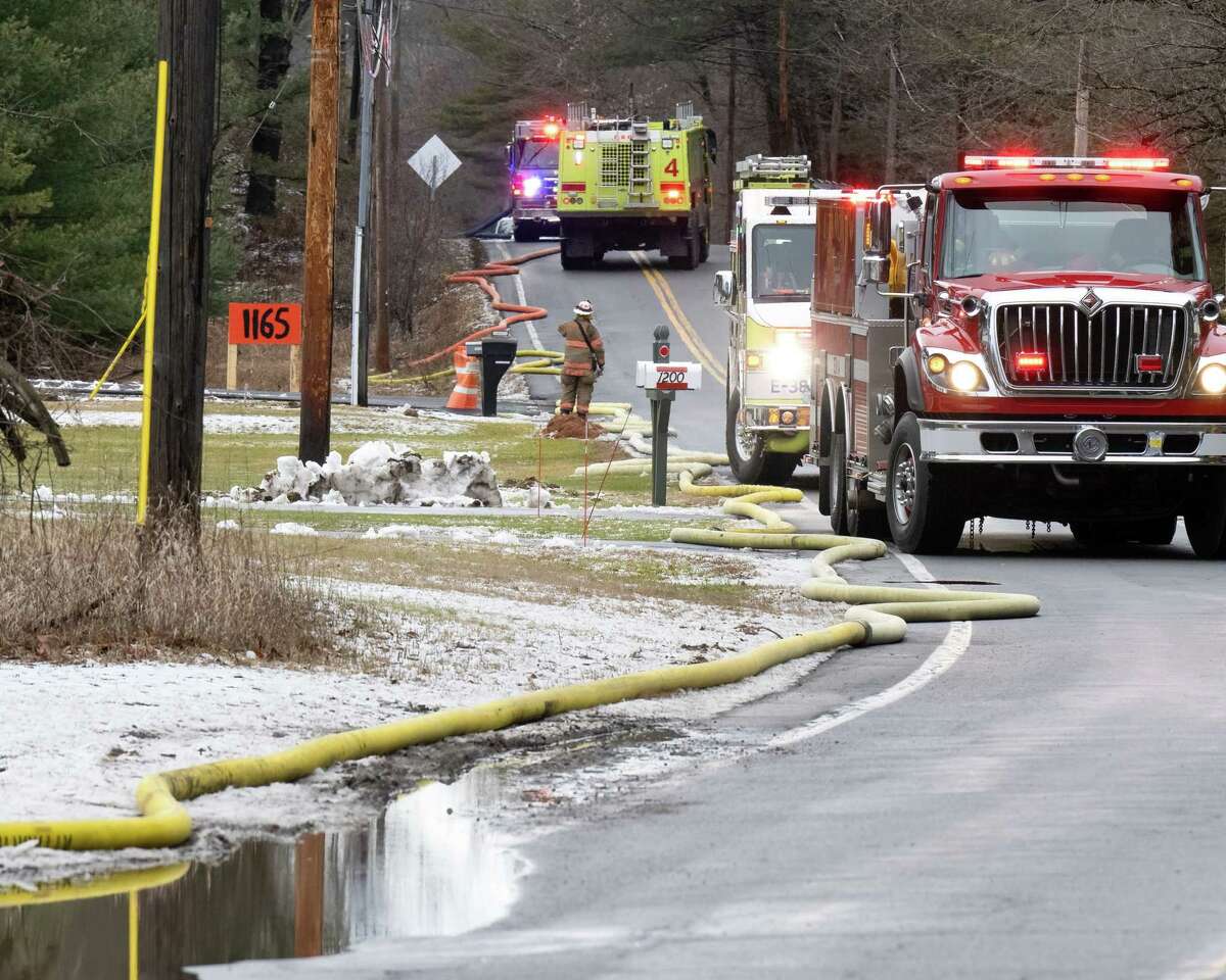 Massive fire consuming warehouse at BBL Construction in Colonie