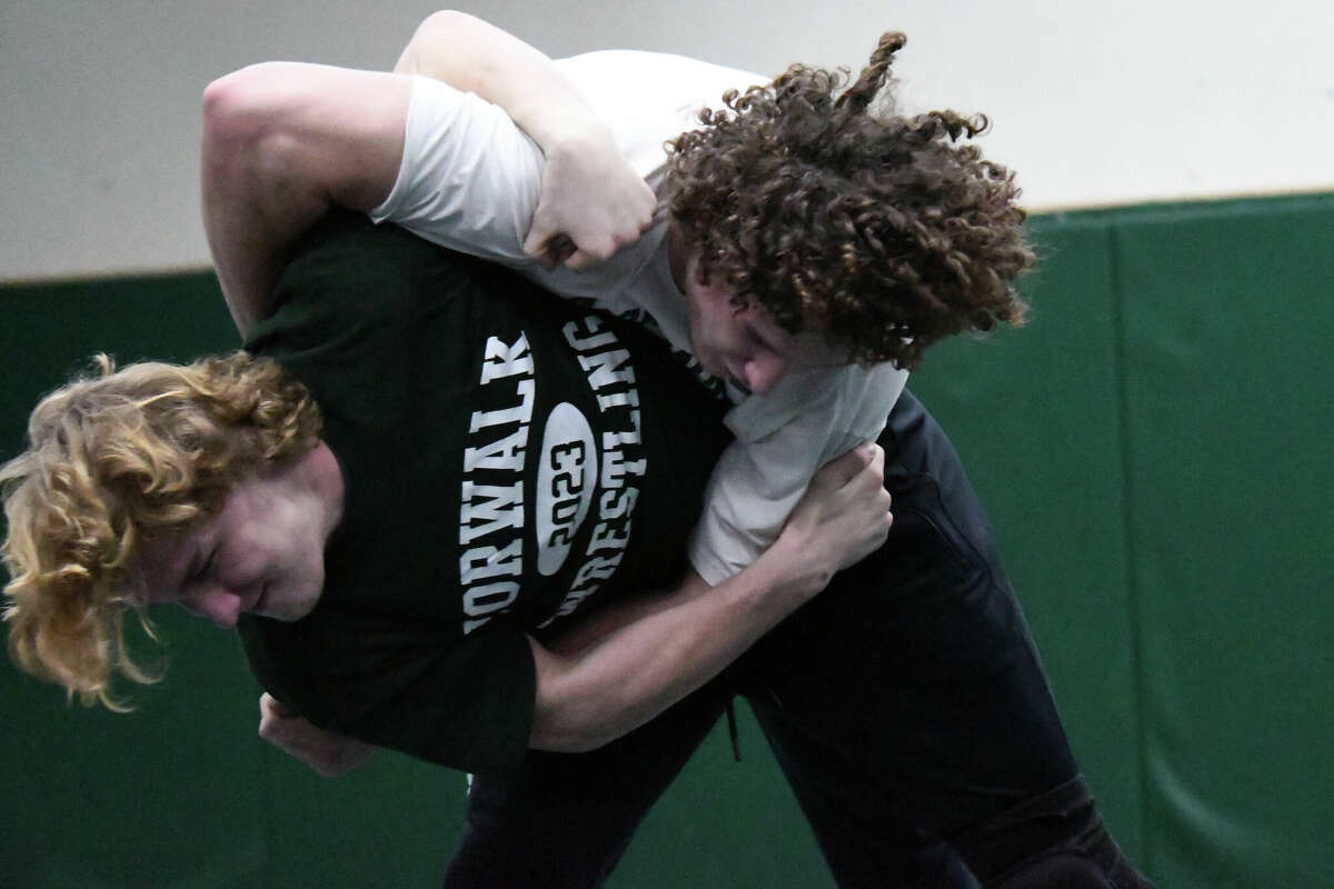 Norwalk wrestling twin brothers Brendan and Ryan Gilchrist.
