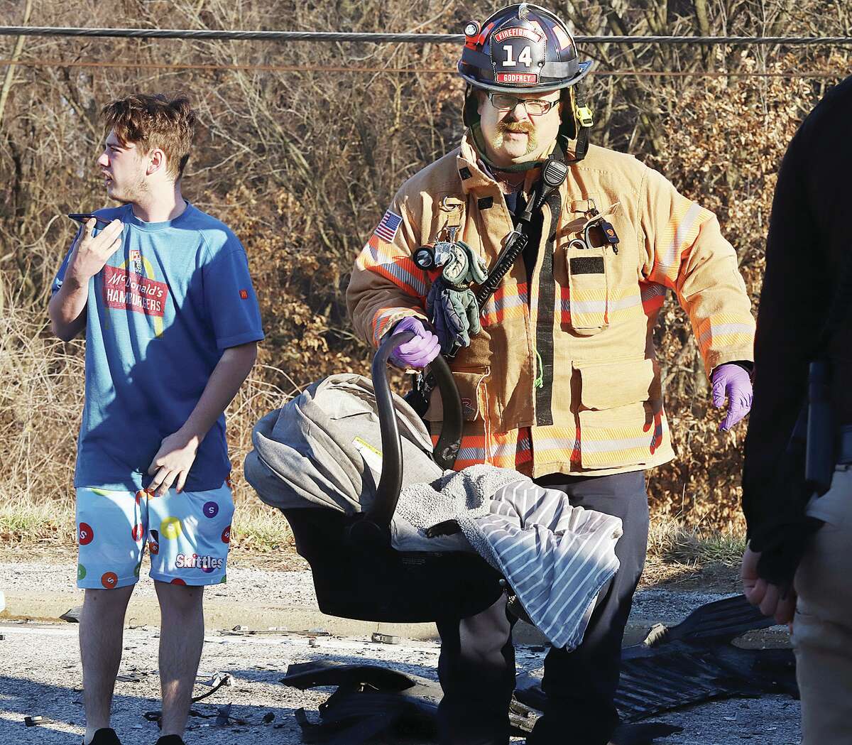 Car, bus collide in Godfrey Tuesday morning