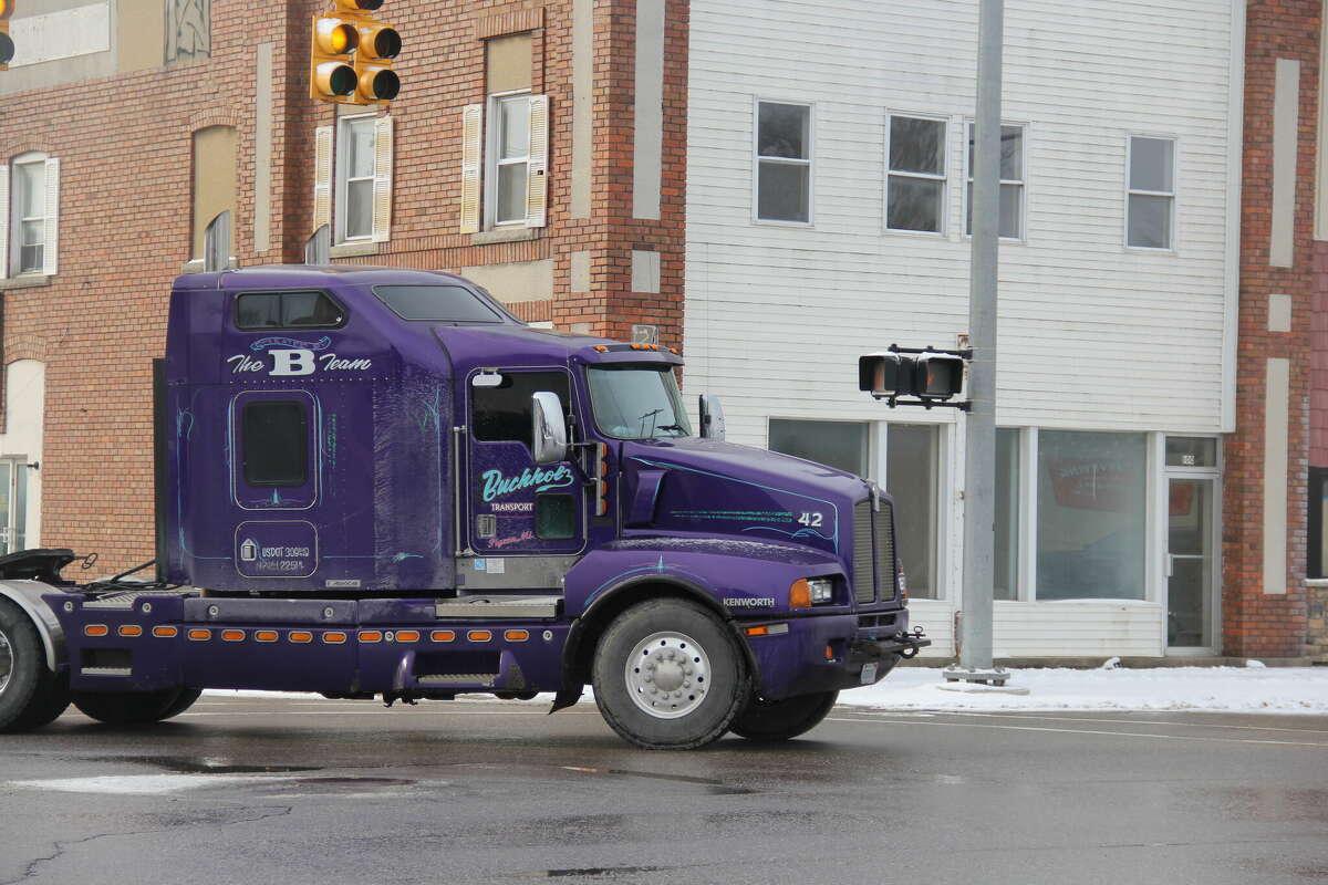 Memorial semi-truck parade through Huron County for Daniel Garnder