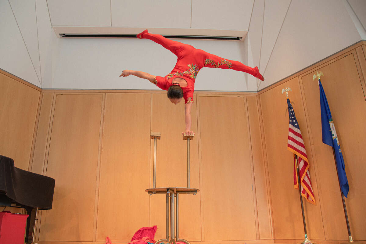 Acrobat performance celebrates Chinese New Year in Wilton