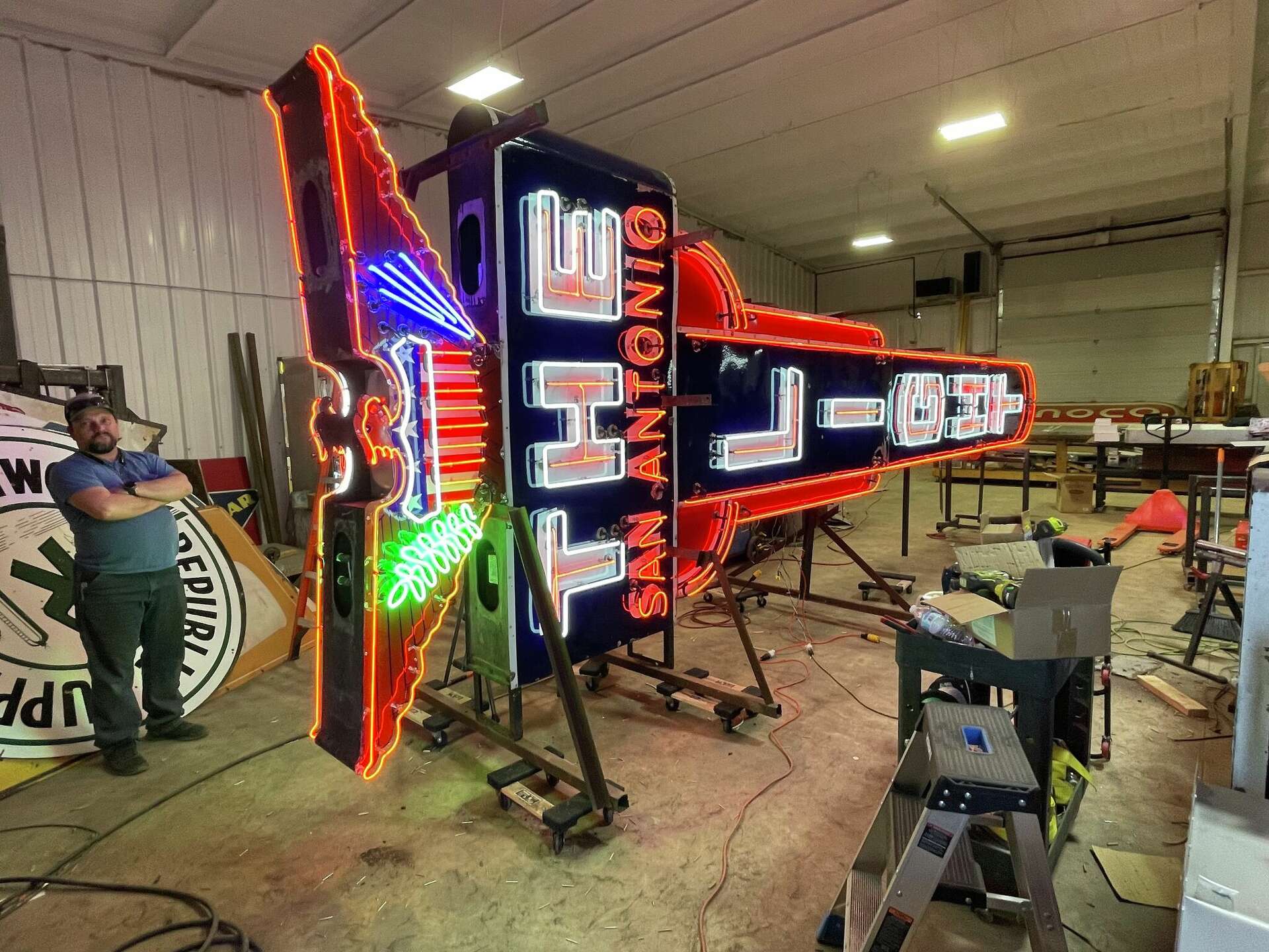 San Antonio Light sign resurfaces at Cook's Garage in Lubbock