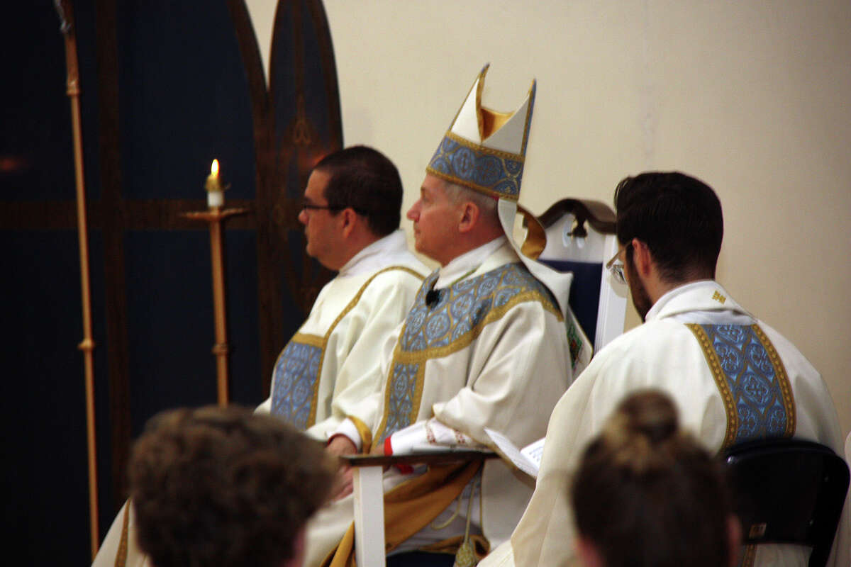 Bishop Thomas Paprocki visit Father McGivney High School