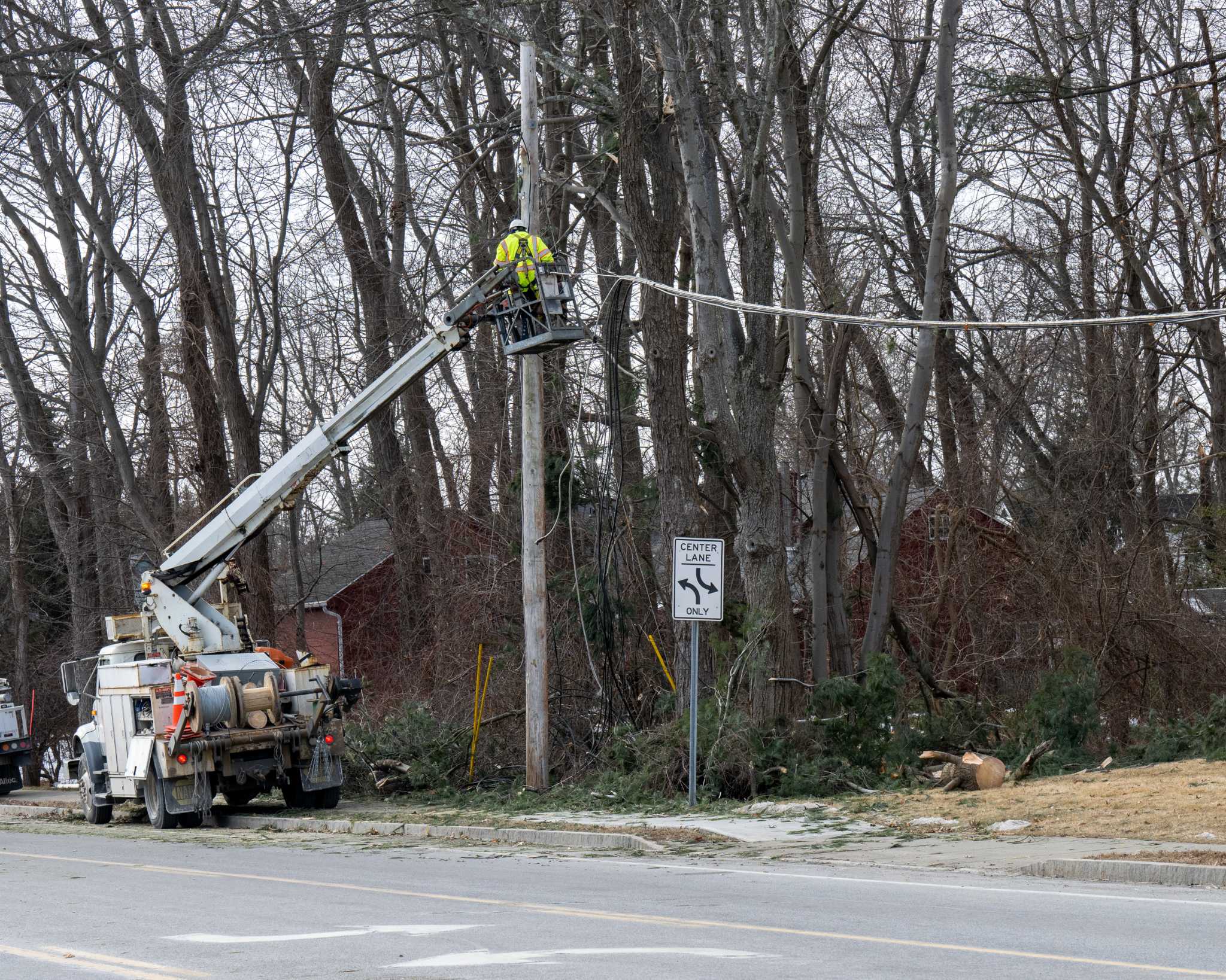 High winds damage construction at Albany's 1211 Western Ave.