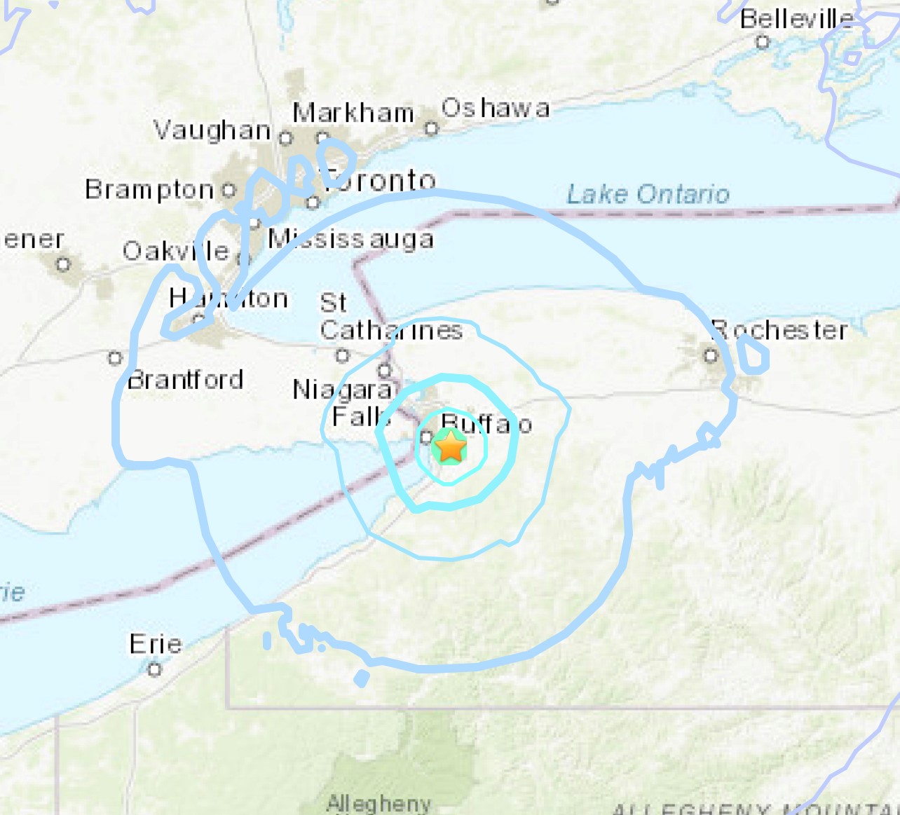 How big was the earthquake outside Buffalo?