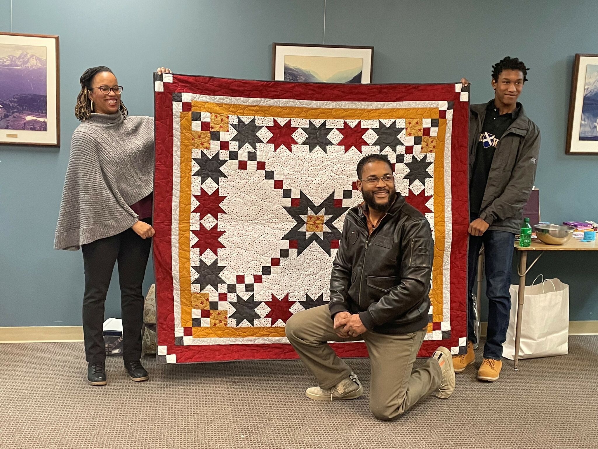 Big Rapids Old Jail Quilters presents former marine handmade quilt