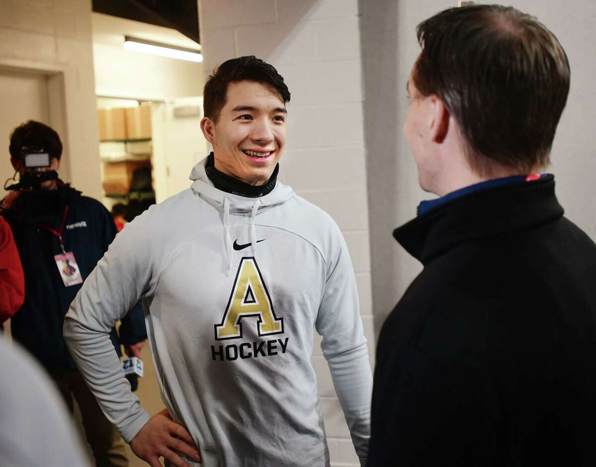 Army's Huss returns to CT after life-threatening hockey injury