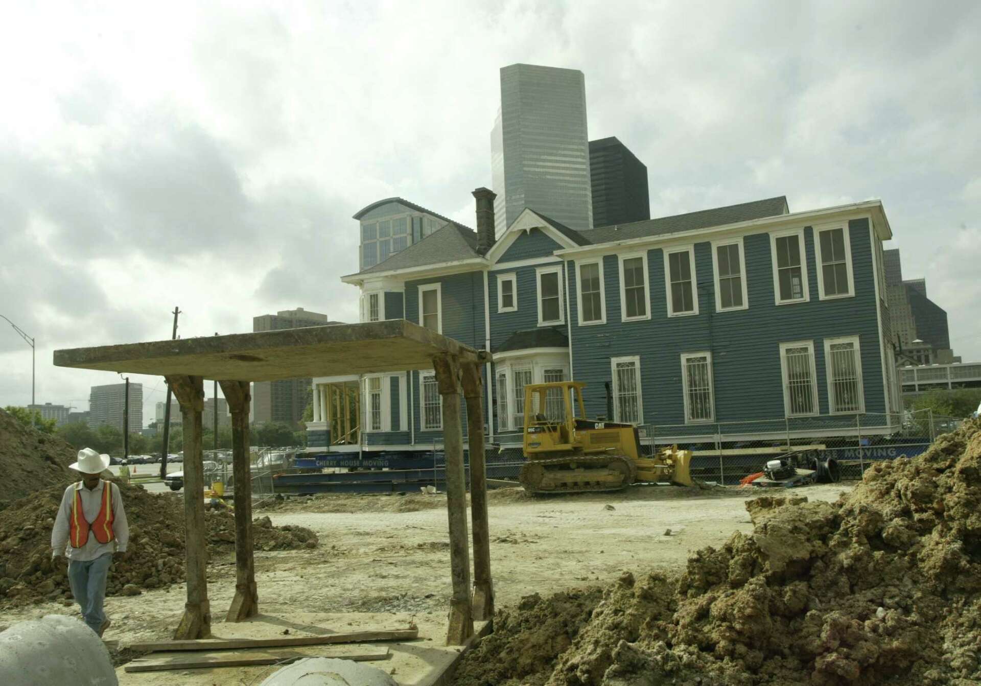 Why is the big blue Cohn house sitting in a Houston parking lot?