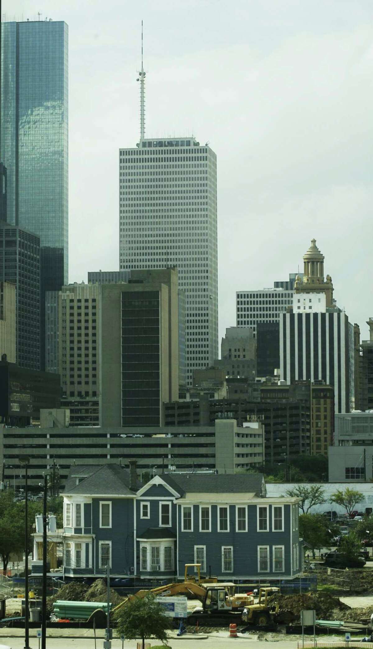 Why is the big blue Cohn house sitting in a Houston parking lot?