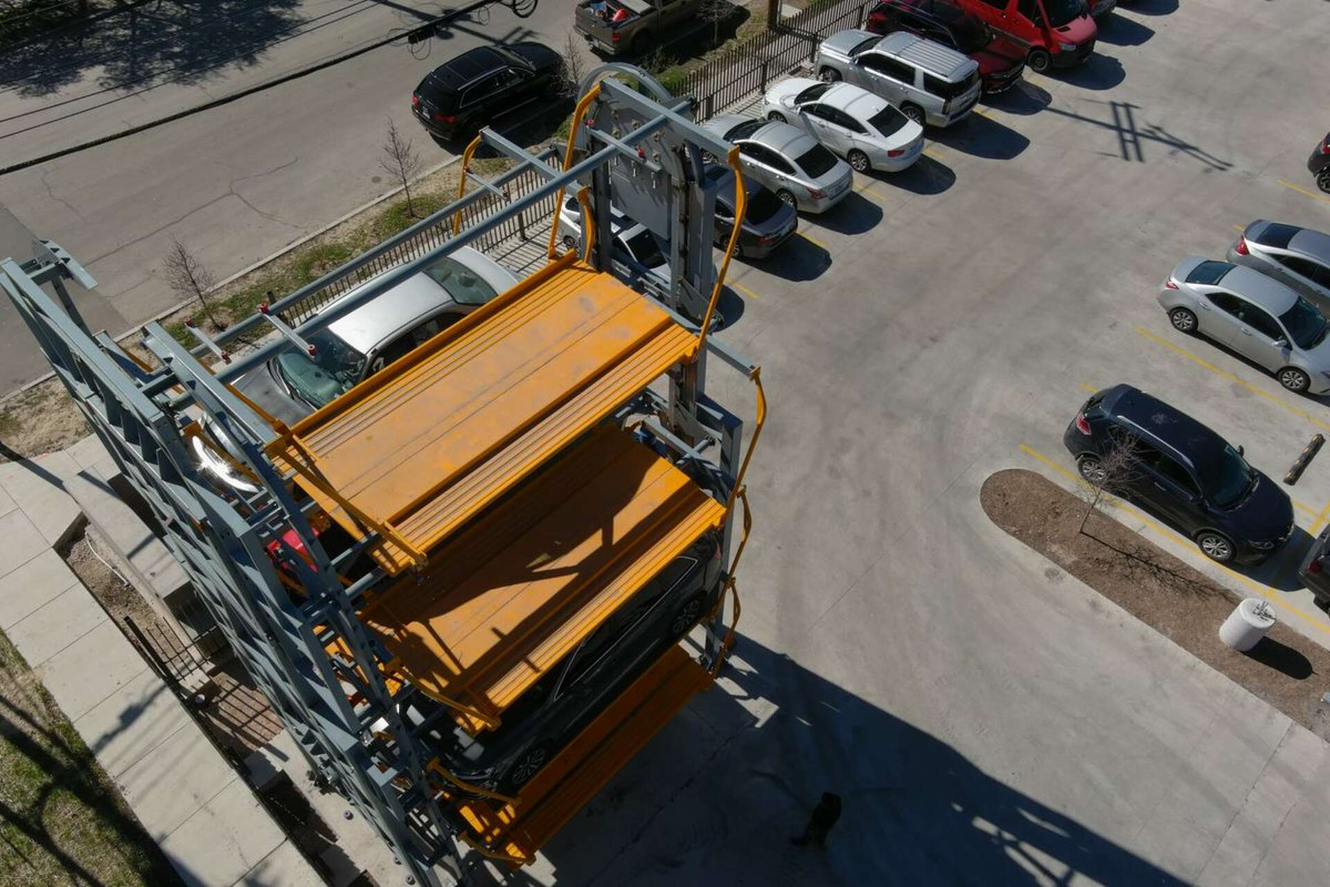 San Antonio car elevator built in downtown Light parking lot