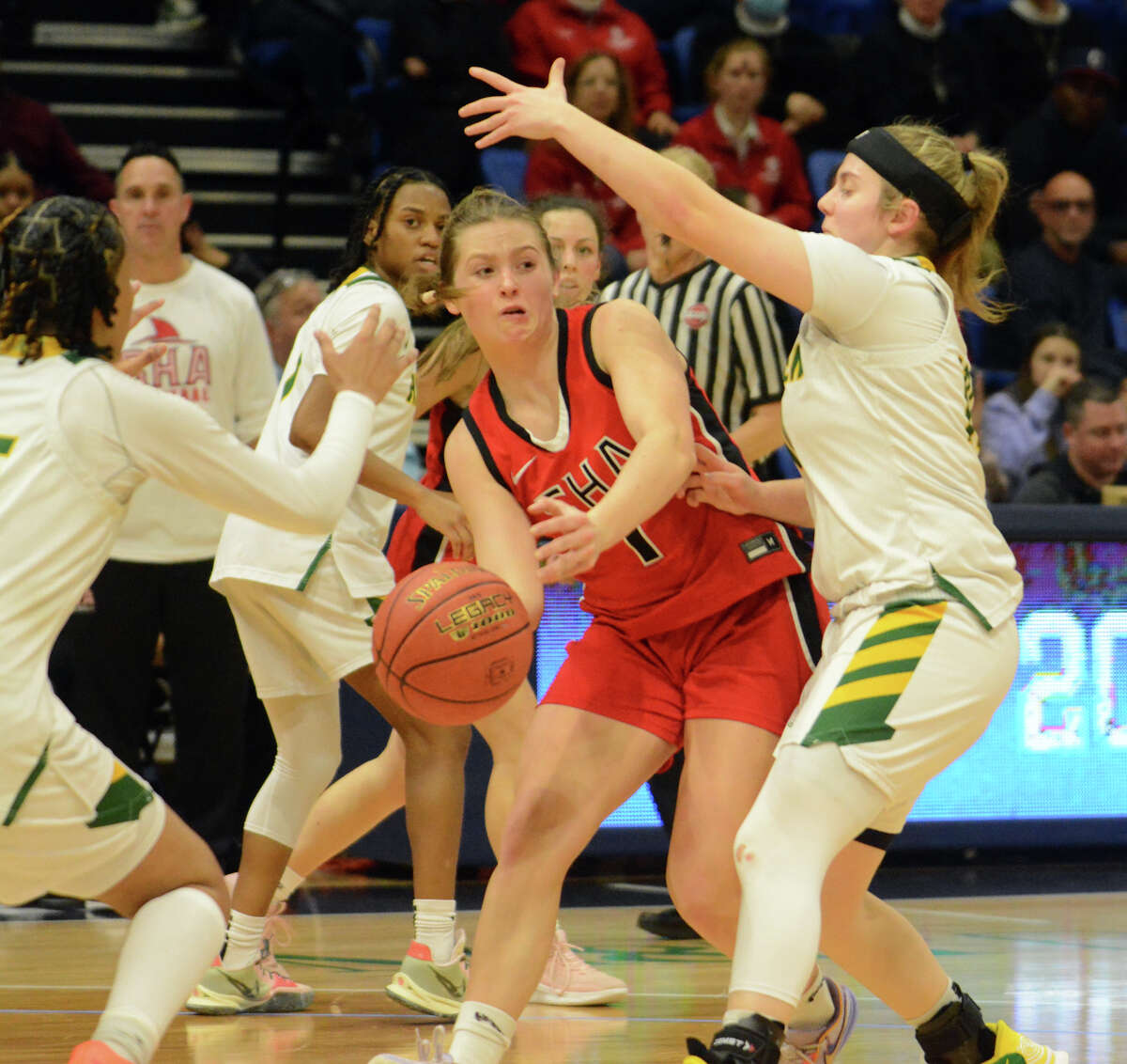 Hamden won the SCC girls basketball championship, defeating SHA