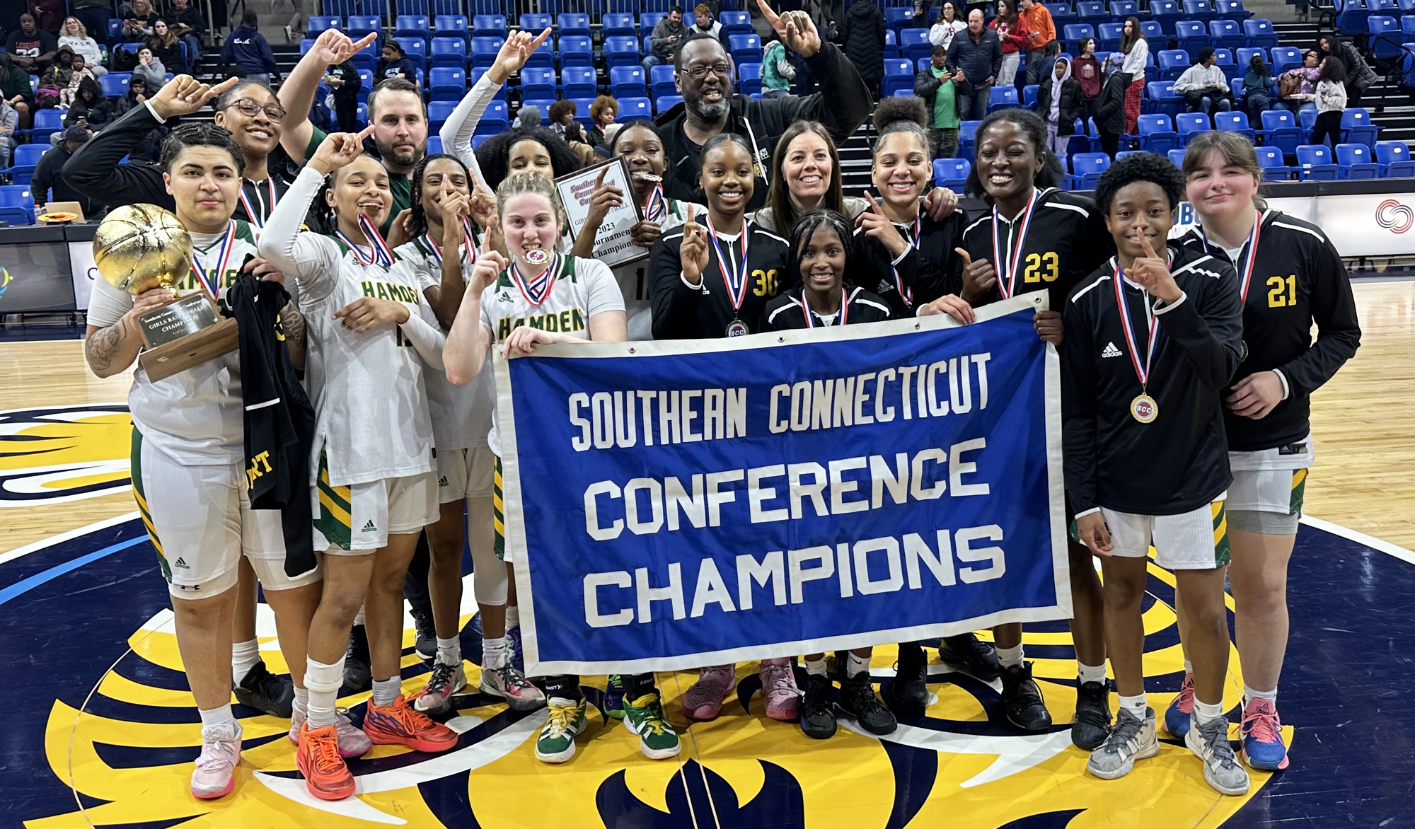 Hamden won the SCC girls basketball championship, defeating SHA