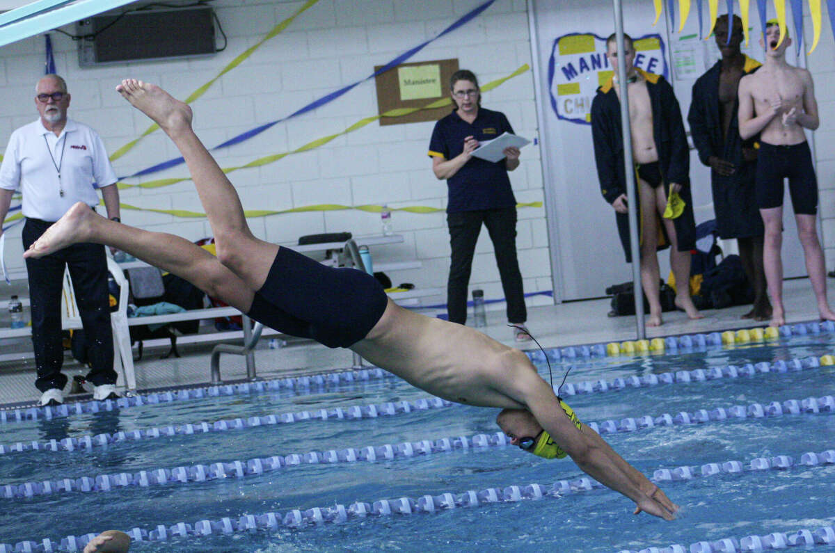 Manistee boys swimming hunting Coastal Conference crown